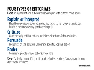Editorials and Columns: Expressing opinion in the school newspaper | PDF