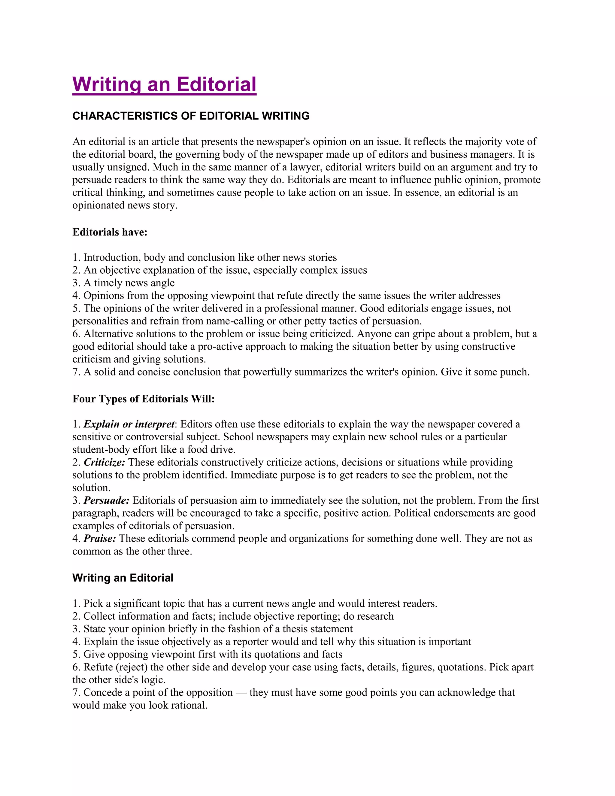 Editorial writing | DOCX