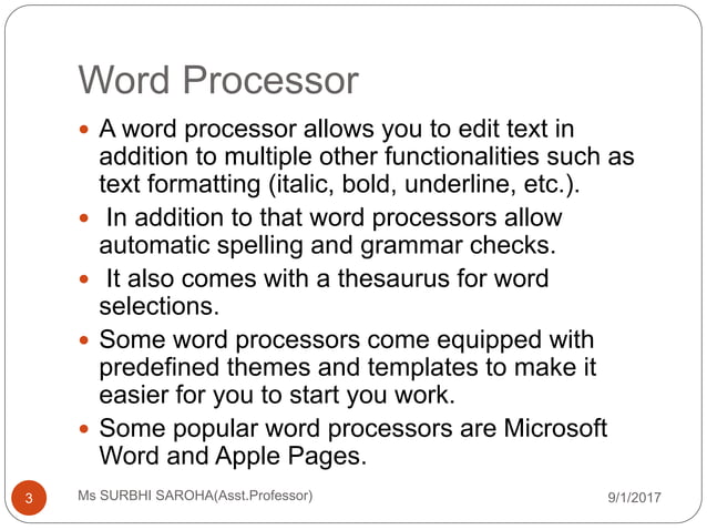 Editors and word processors(unit 5) | PPT