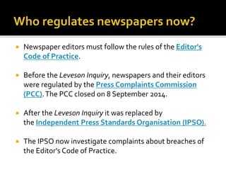 Regulation of newspapers in the UK | PPT