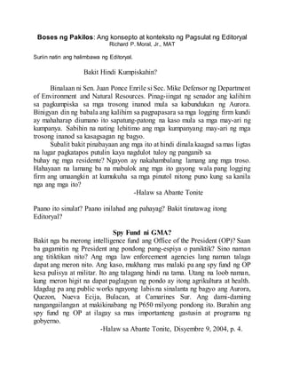 Editoryal: Pagsusuri at Paglilimi | DOCX