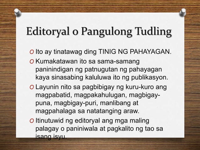 Editoryal o pangulong tudling | PPTX