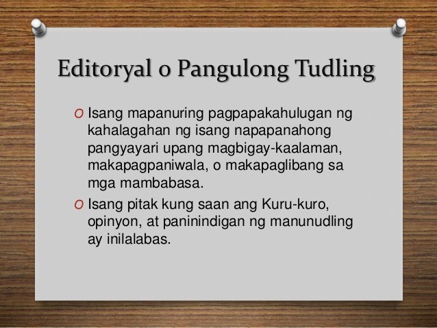 Editoryal o pangulong tudling