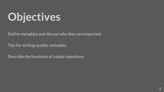 EDI Training Module 12: An Introduction to Metadata and Data ...