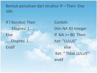 struktur pemilihan dan perulangan | PPT