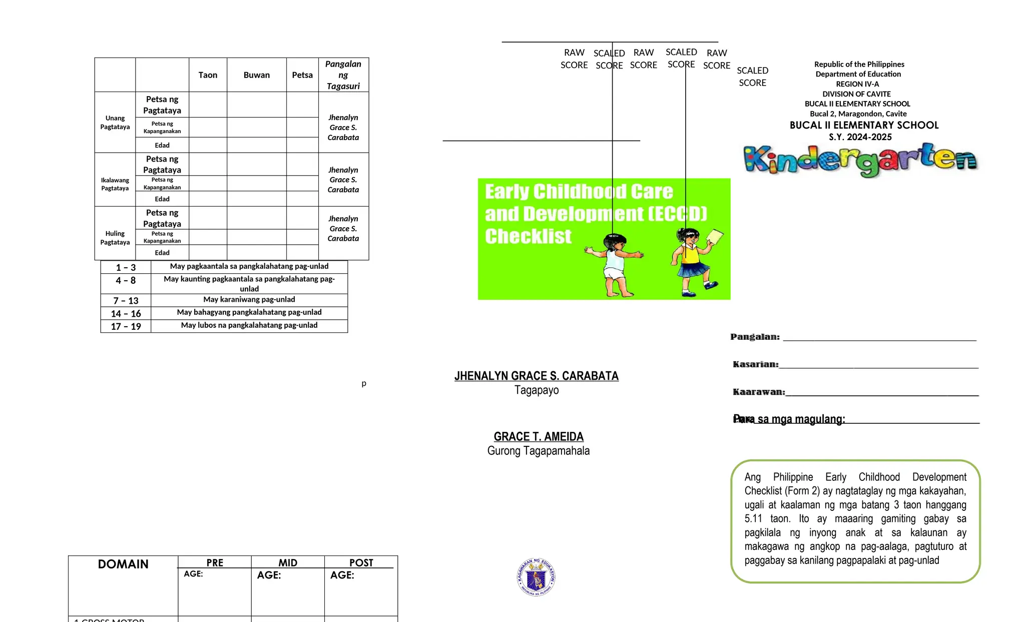 EDITED ECCD for kindergarten form in word | DOCX