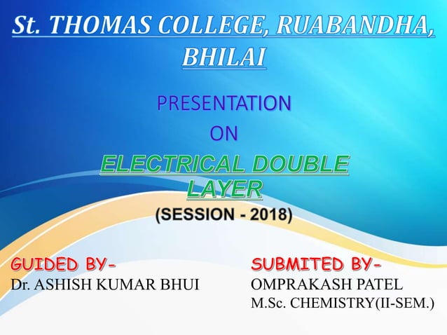 Electrical double layer | PPTX | Chemistry | Science