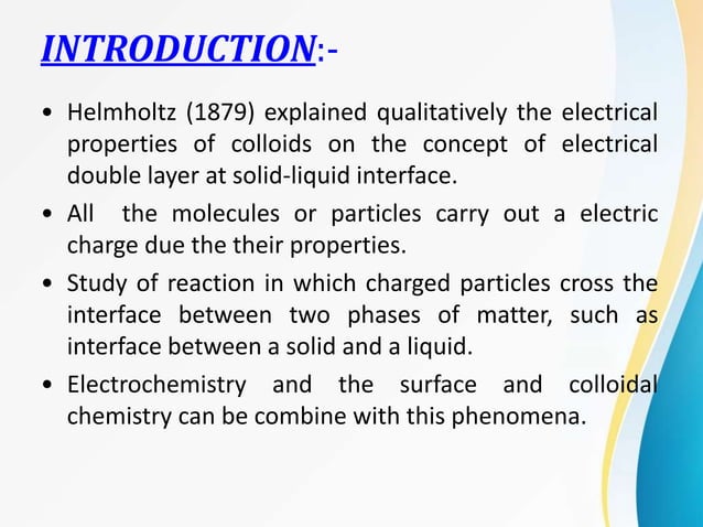 Electrical double layer | PPTX | Chemistry | Science