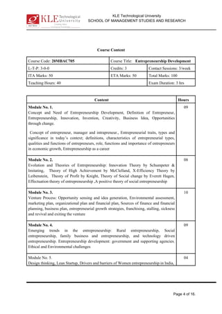 entrepreneurship develop course detailed lesson plan focusing on ...