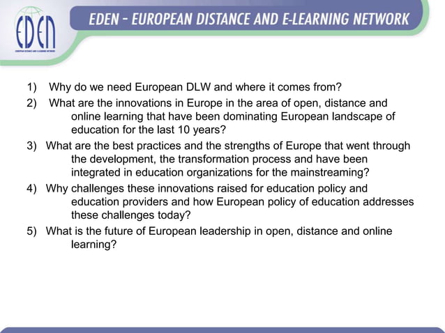 European Distance Learning Week: European achievements and innovations ...