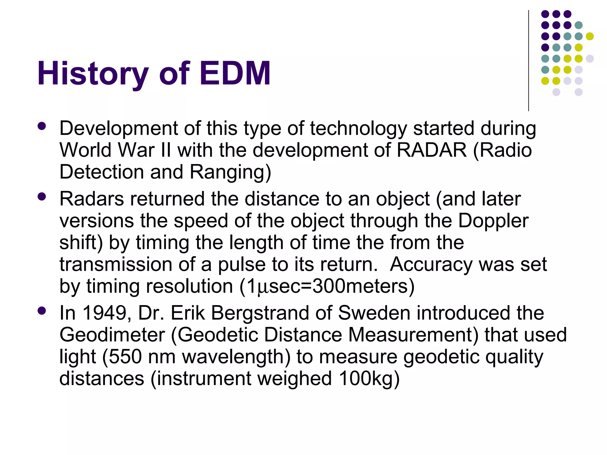 EDM ( Electronic distance meter) | PPT