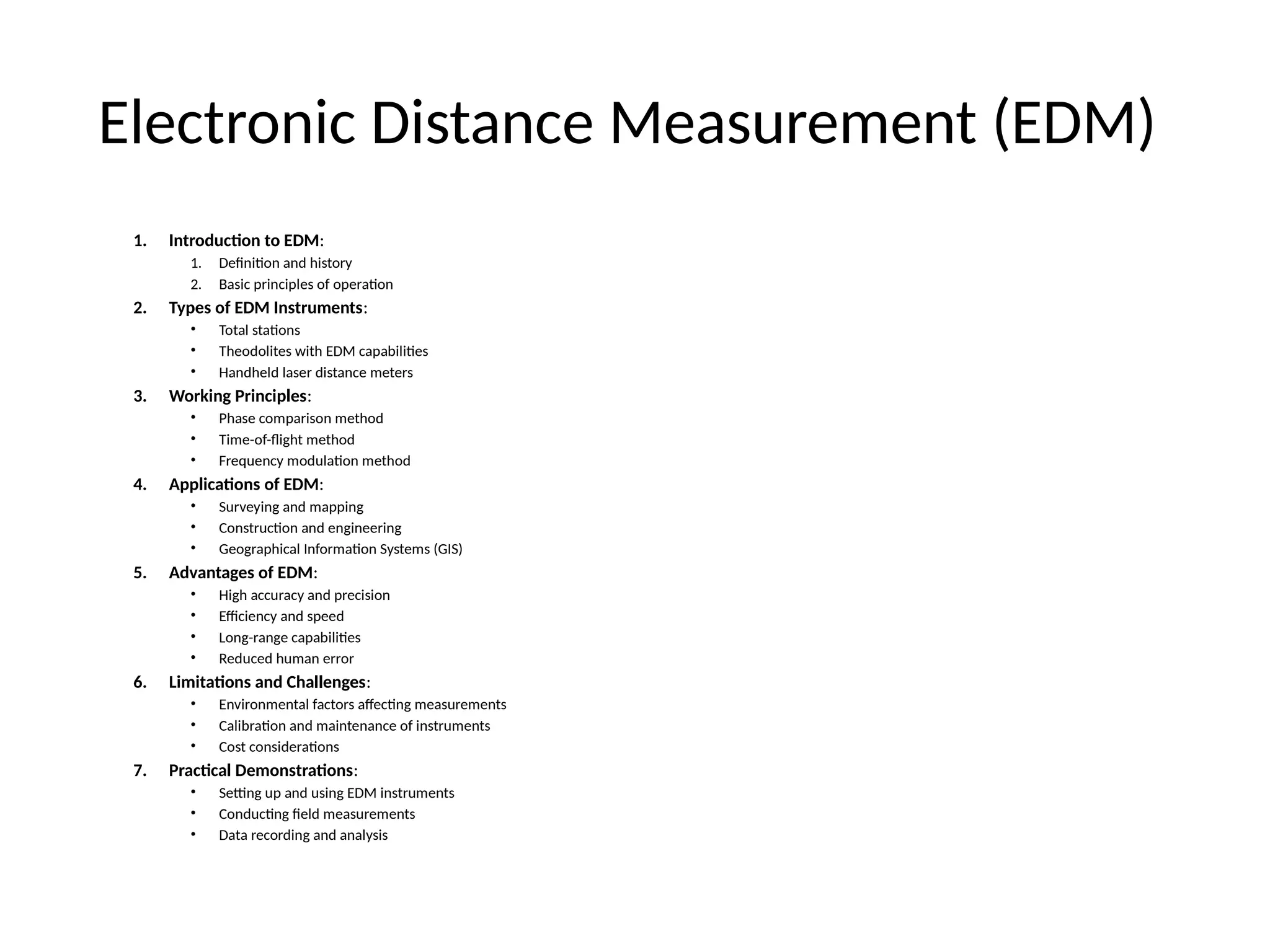 Electronic Distance Measurement (EDM) for Surveying | PPTX