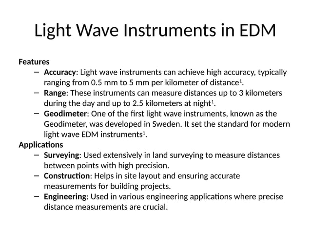 Electronic Distance Measurement (EDM) for Surveying | PPTX