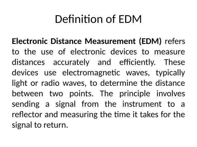 Electronic Distance Measurement (EDM) for Surveying | PPT