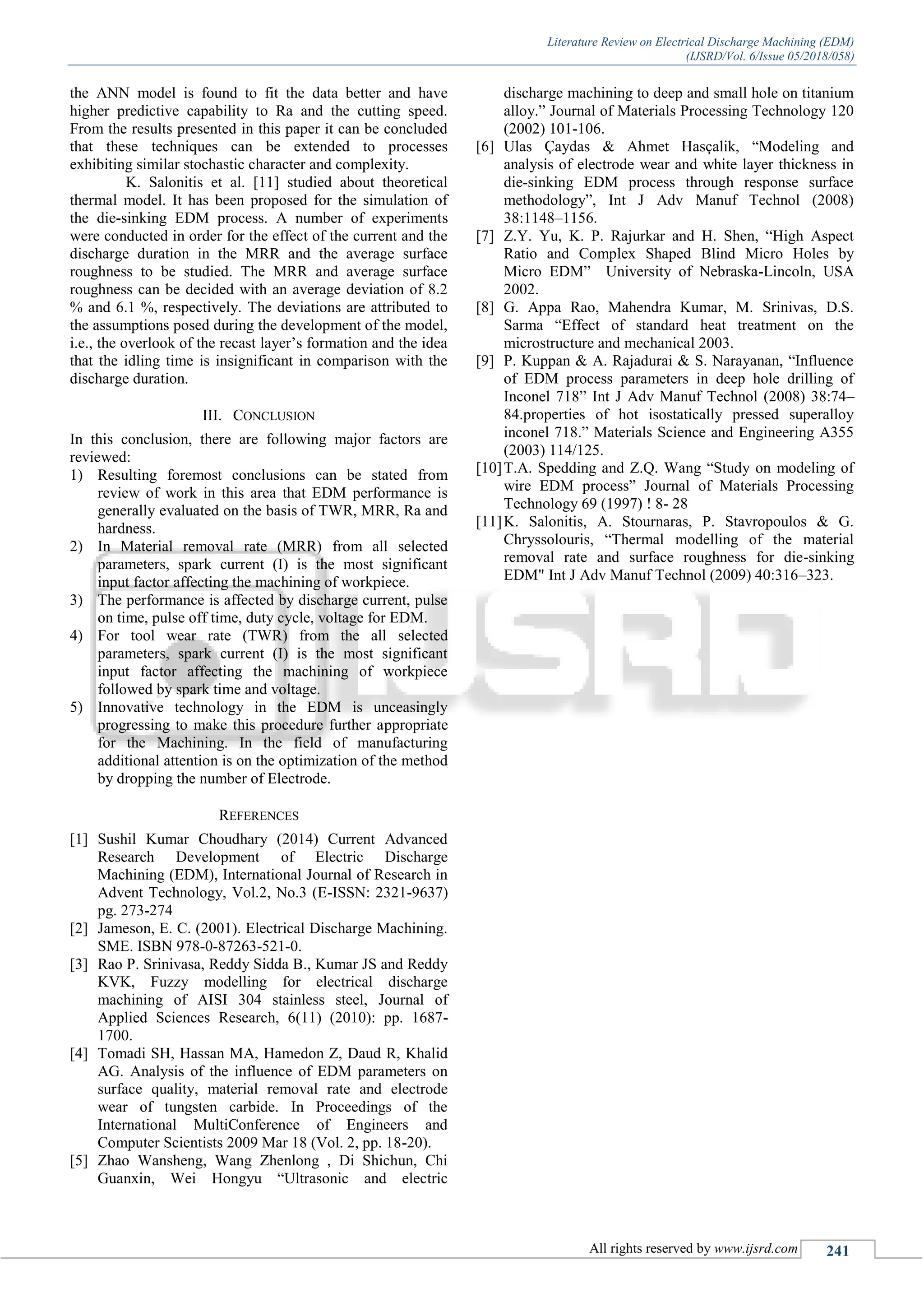 Literature Review on Electrical Discharge Machining (EDM) | PDF