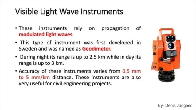 EDM-Electronic Distance Measurement by Denis Jangeed.pptx
