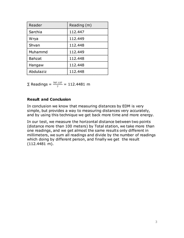 Electronic Distance Measurement (EDM) - Report | DOCX