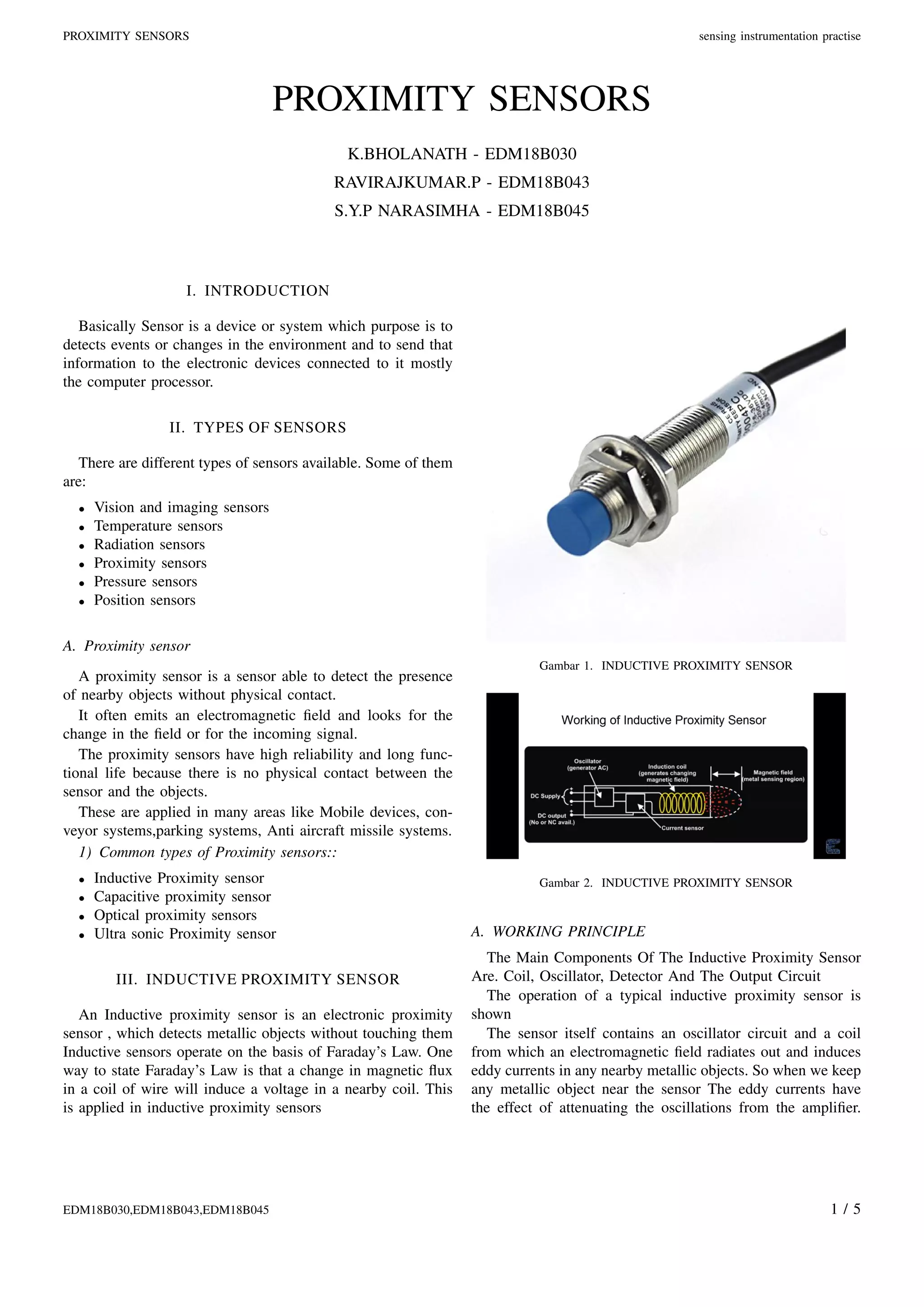 proximity sensors report | PDF