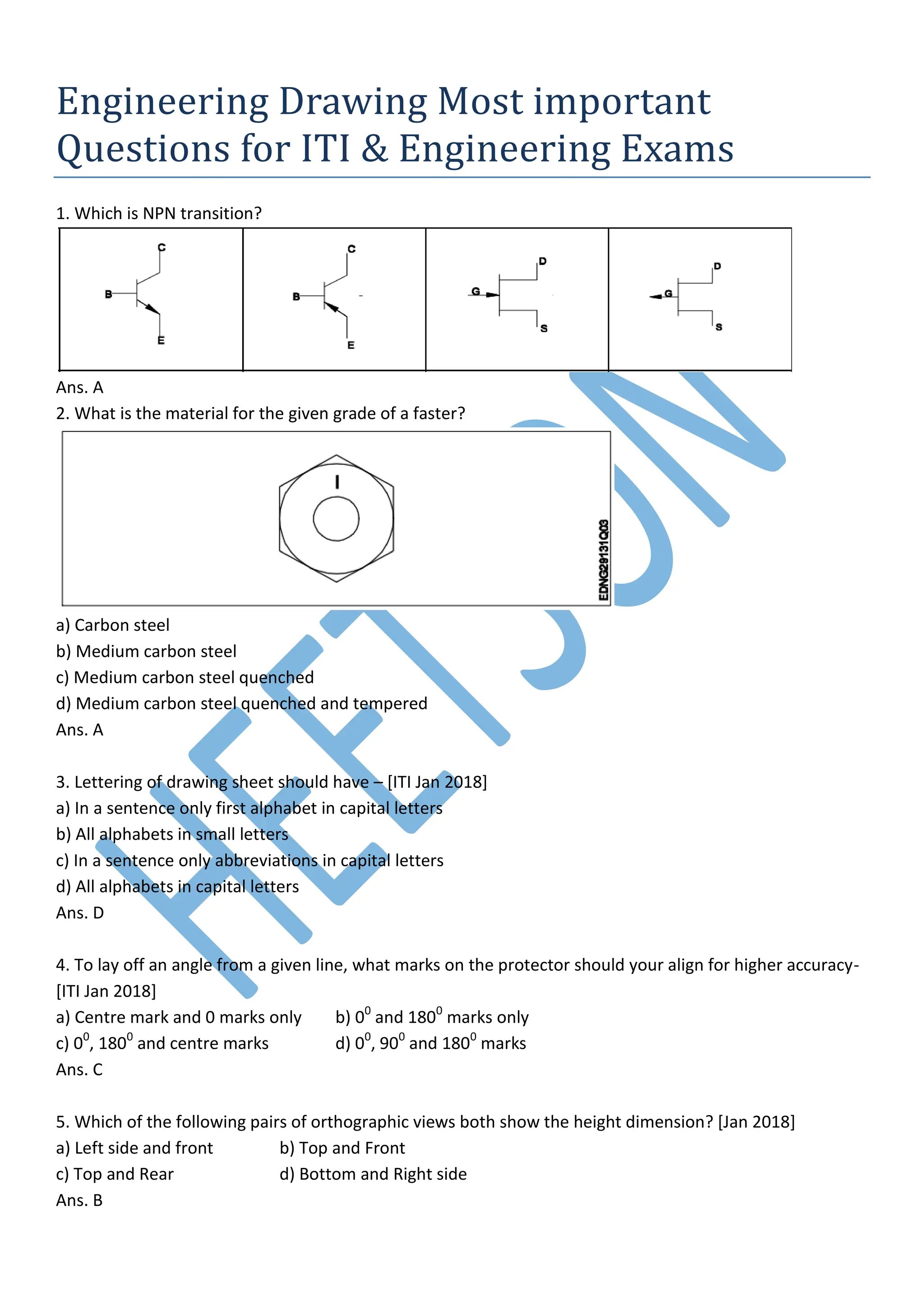 ITI Engineering Drawing MCQ Questions in English | PDF