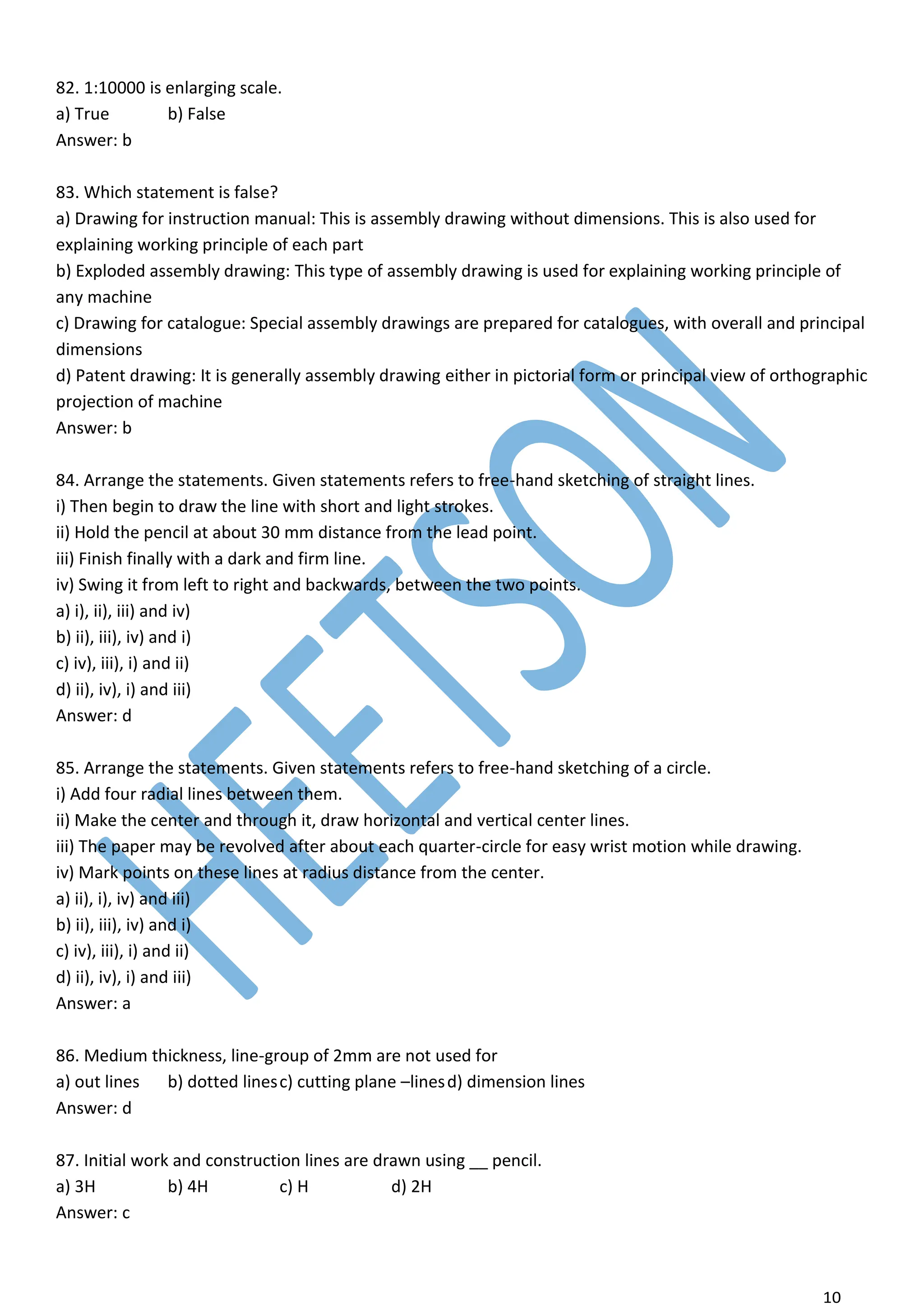 ITI Engineering Drawing MCQ Questions in English | PDF
