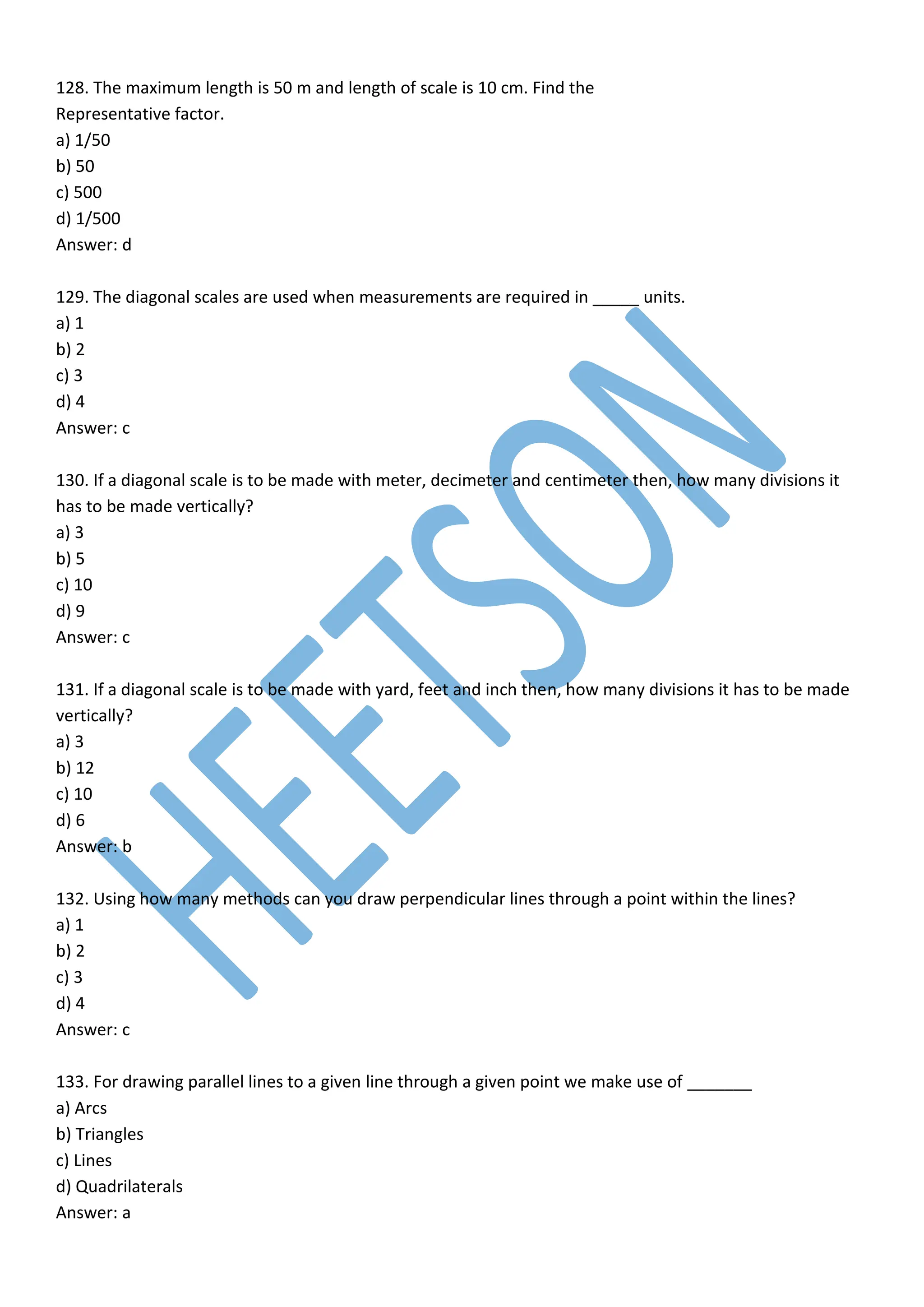 ITI Engineering Drawing MCQ Questions in English | PDF