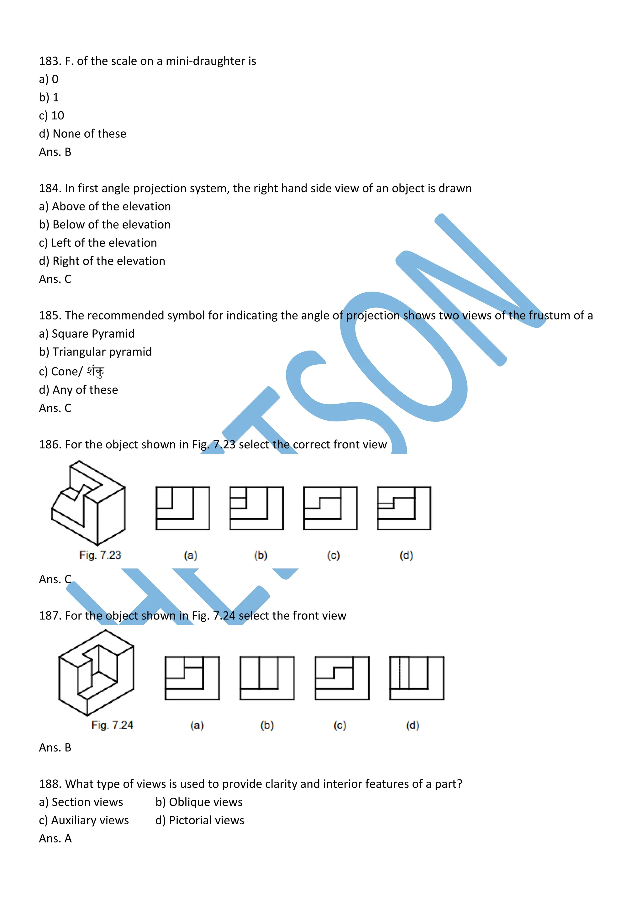 ITI Engineering Drawing MCQ Questions in English | PDF