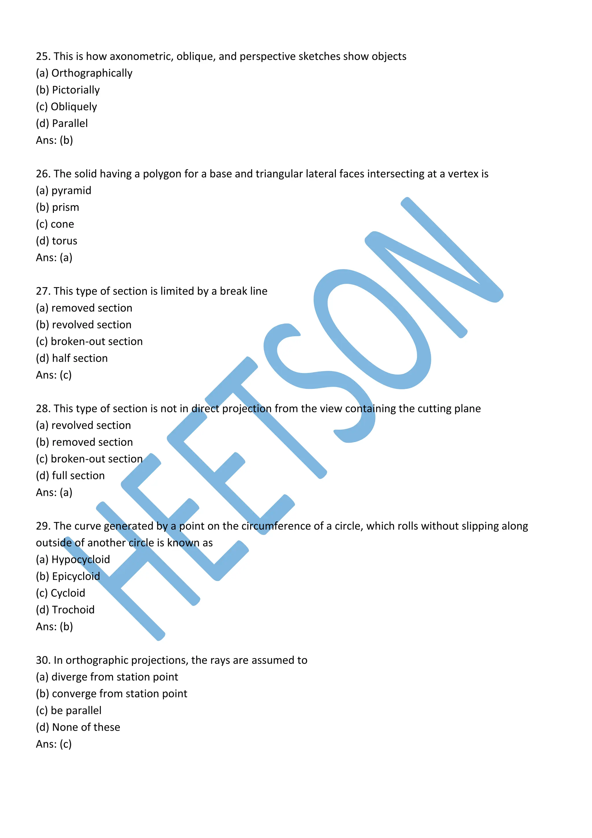 ITI Engineering Drawing MCQ Questions in English | PDF