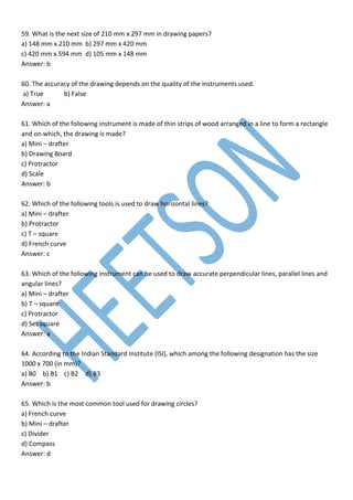 ITI Engineering Drawing MCQ Questions in English | PDF
