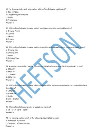 ITI Engineering Drawing MCQ Questions in English | PDF