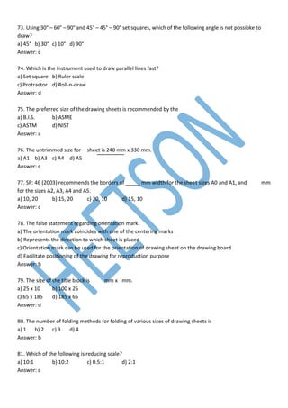 ITI Engineering Drawing MCQ Questions in English | PDF