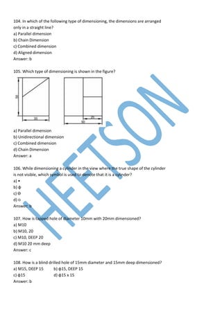 ITI Engineering Drawing MCQ Questions in English | PDF