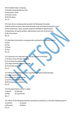 ITI Engineering Drawing MCQ Questions in English | PDF