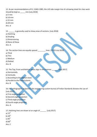 ITI Engineering Drawing MCQ Questions in English | PDF