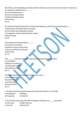 ITI Engineering Drawing MCQ Questions in English | PDF