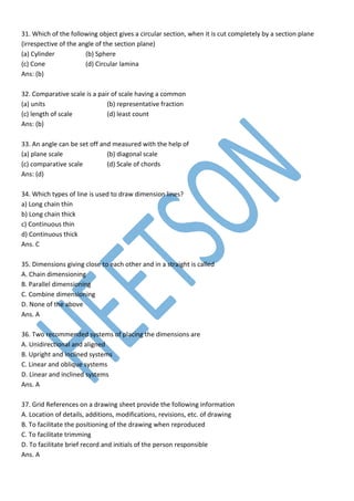ITI Engineering Drawing MCQ Questions in English | PDF