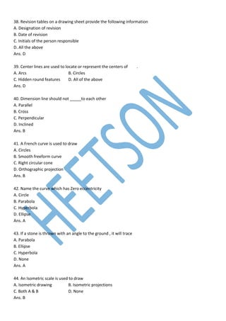 ITI Engineering Drawing MCQ Questions in English | PDF