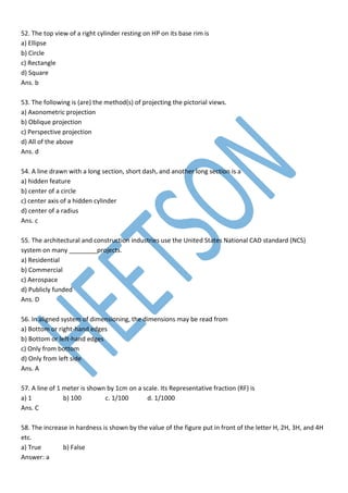 ITI Engineering Drawing MCQ Questions in English | PDF