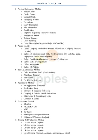 EDM documents checklist | DOCX