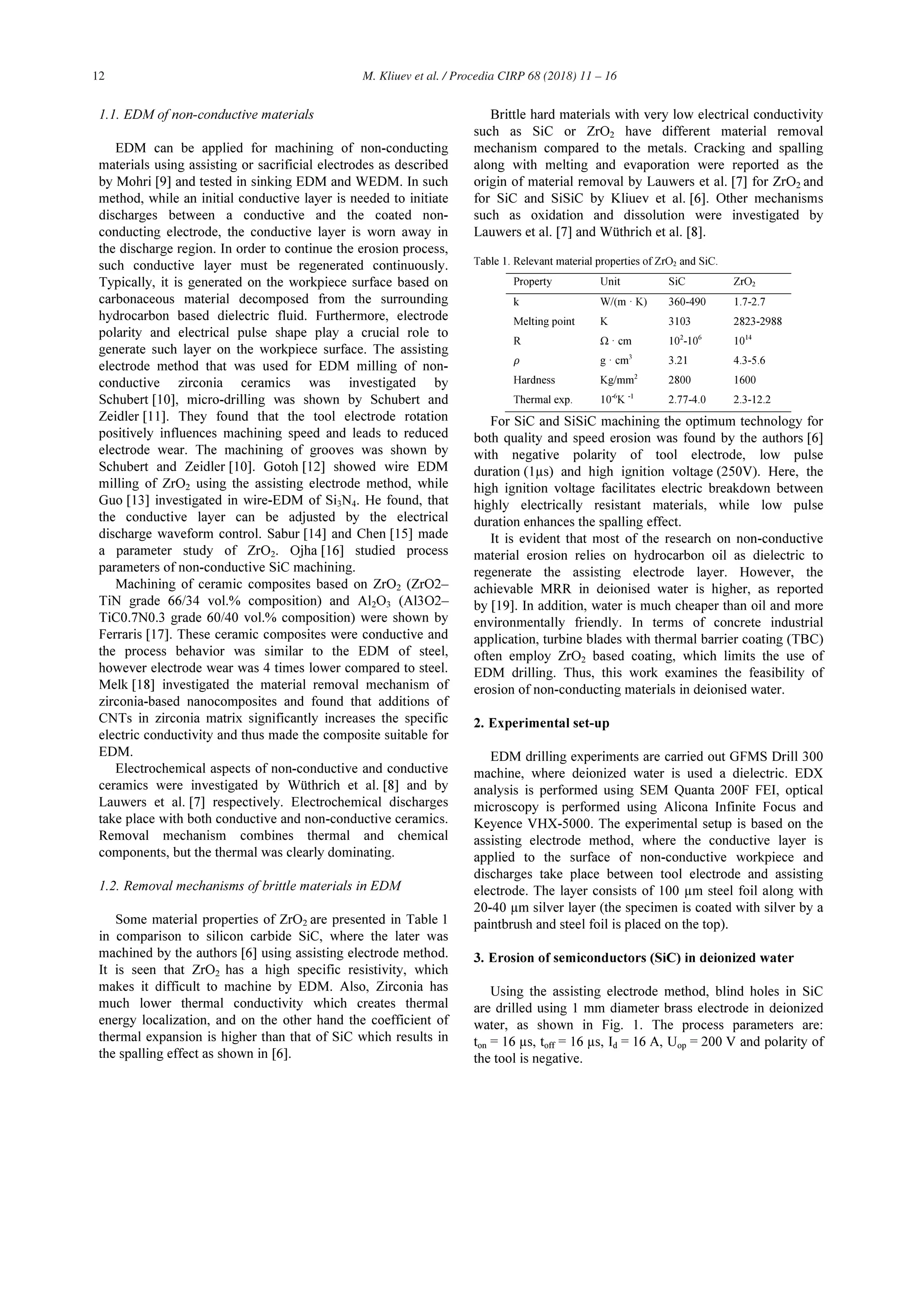 Edm drilling of non conducting materials in deionised water | PDF