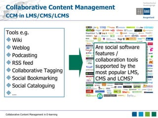Collaborative Content Management in E-learning | PPS