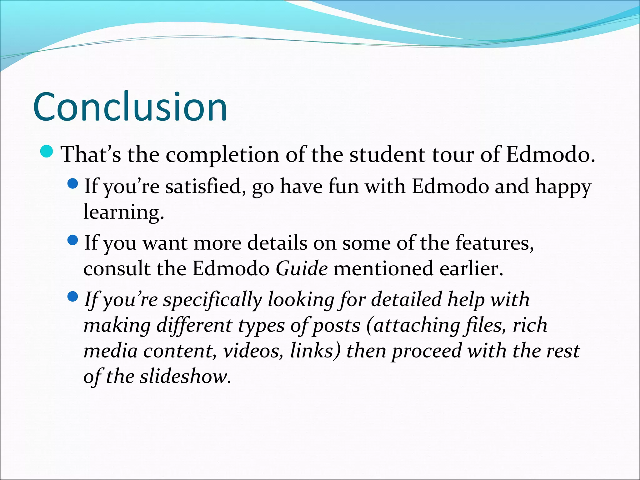 EDMODO - A Student Quick-Start Guide | PPT | Internet for Beginners ...