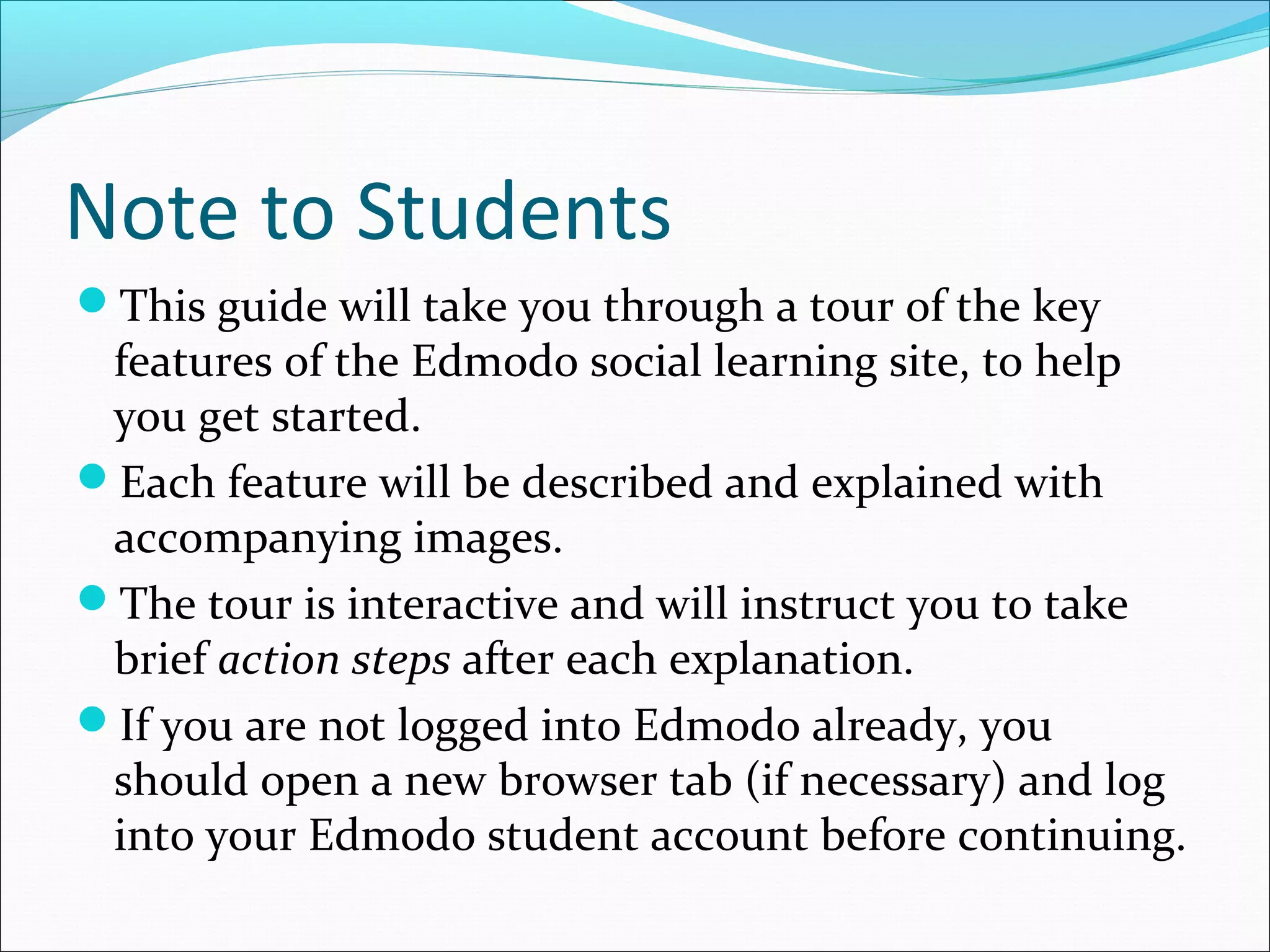 EDMODO - A Student Quick-Start Guide | PPT | Internet for Beginners | Internet