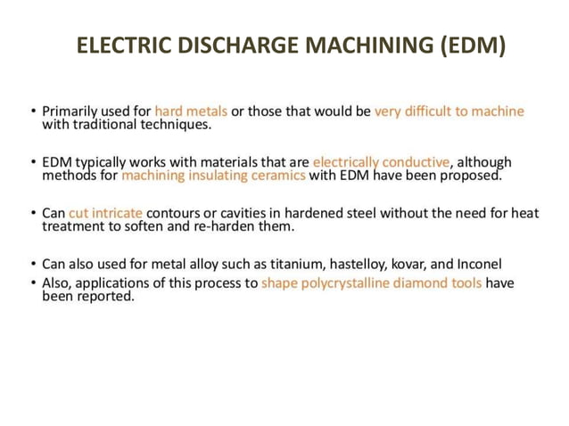 ELECTRIC DISCHARGE MACHINING (EDM) PPT BY POLAYYA CHINTADA | PPTX