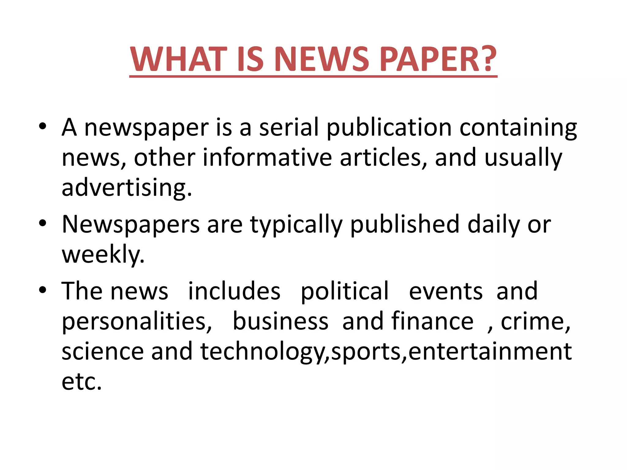 Importance of Newspapers | PPTX