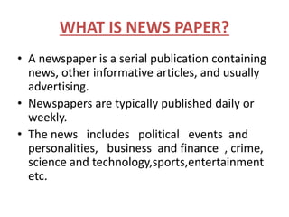Importance of Newspapers | PPTX