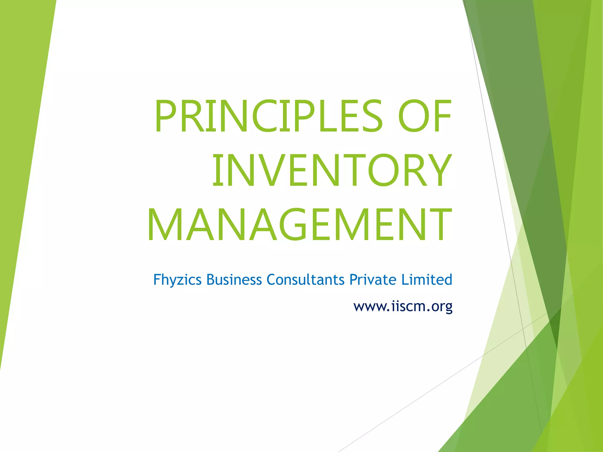 EDP on Principles of Inventory Management | PPTX