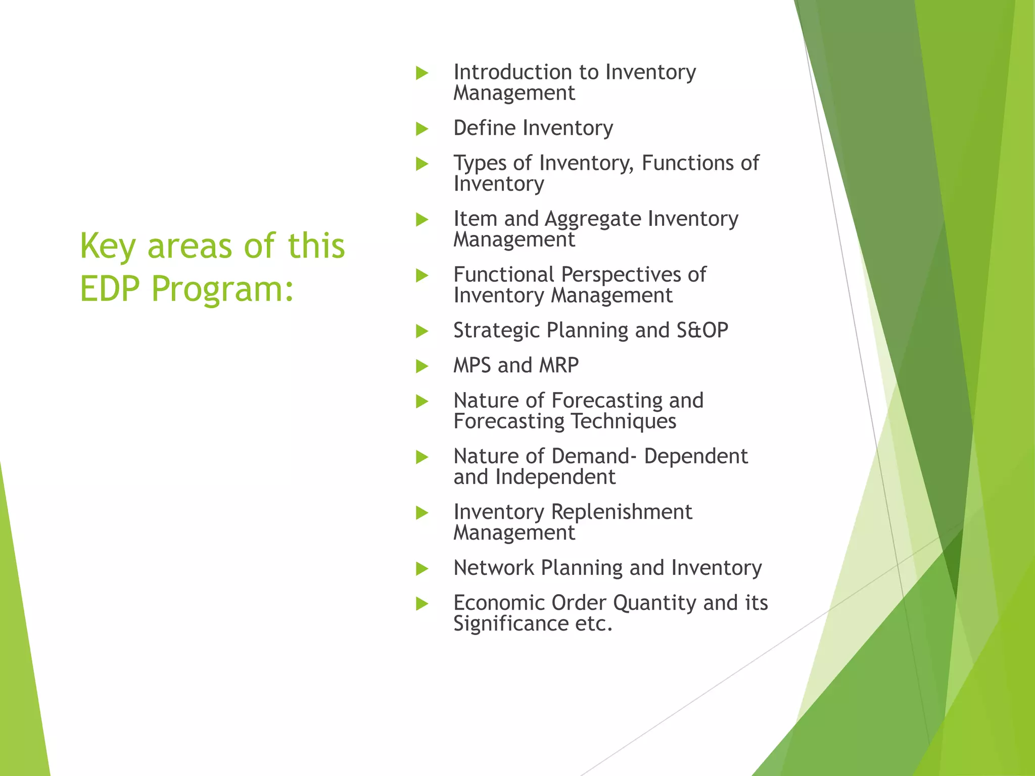 EDP on Principles of Inventory Management | PPTX
