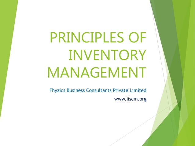 EDP on Principles of Inventory Management | PPTX