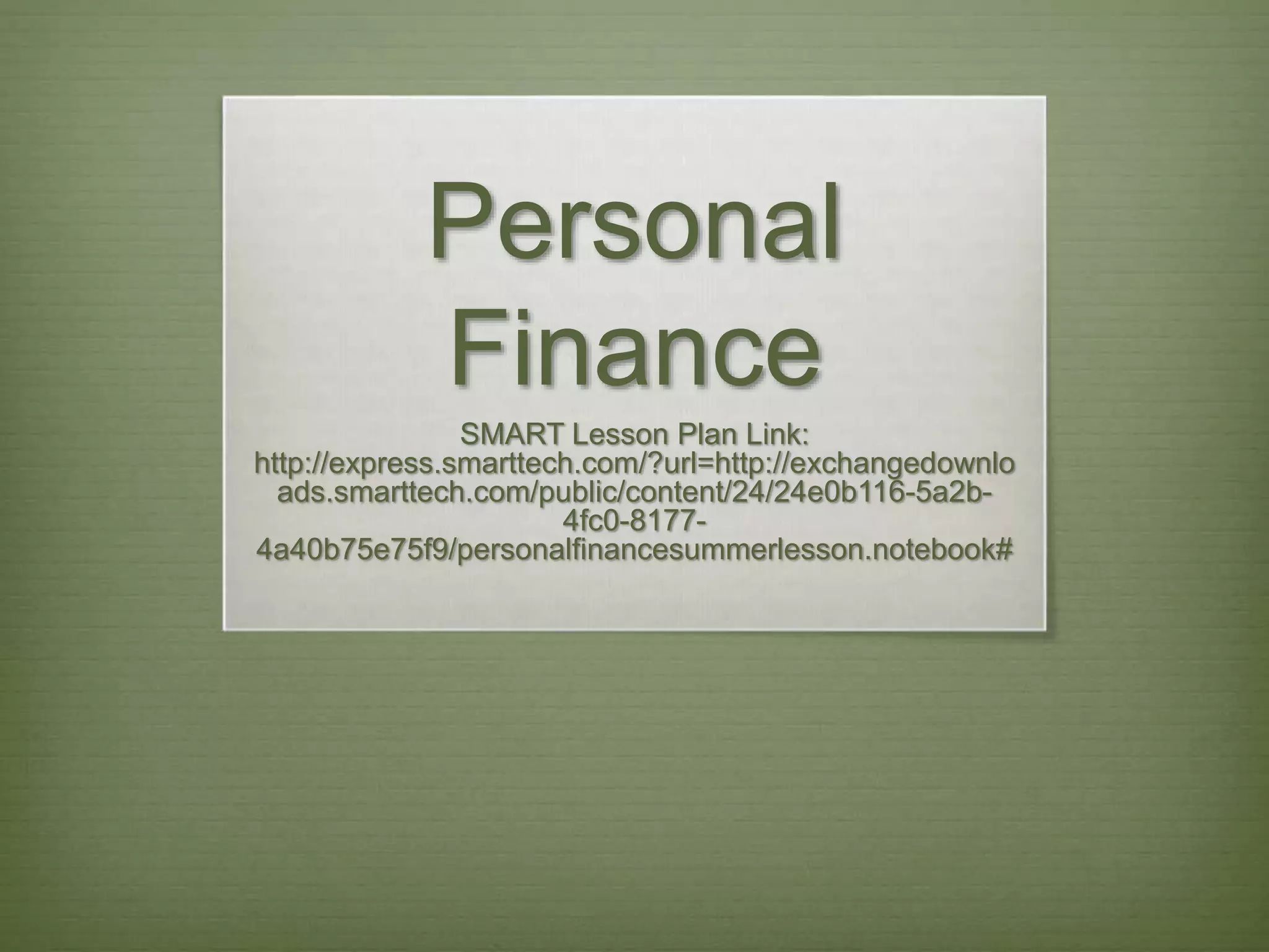 Personal Finance SMART Lesson | PPTX | Financial Planning | Personal ...