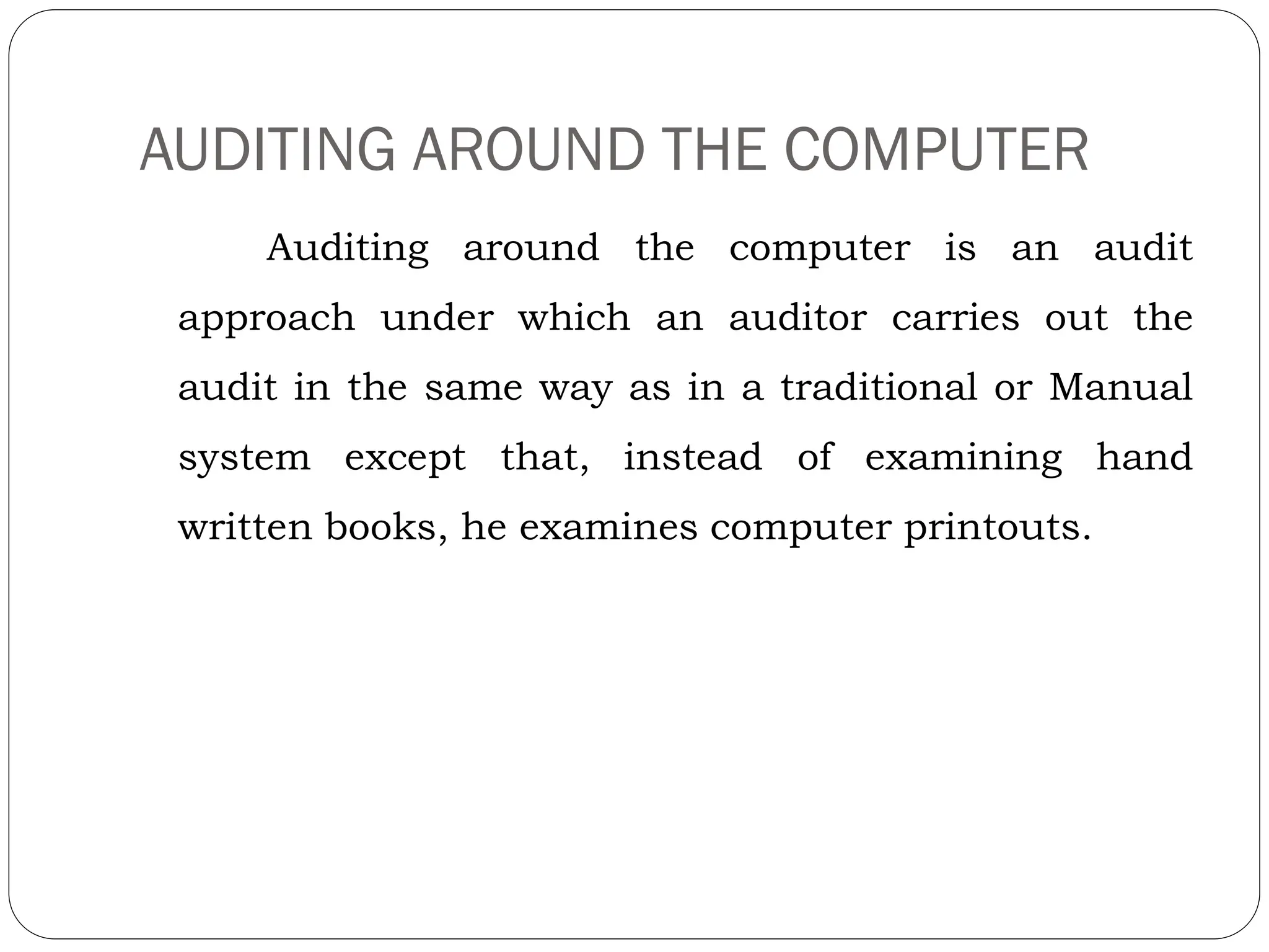 Auditing in EDP Environment/Computerized Audit | PDF | Computer Software and Applications ...